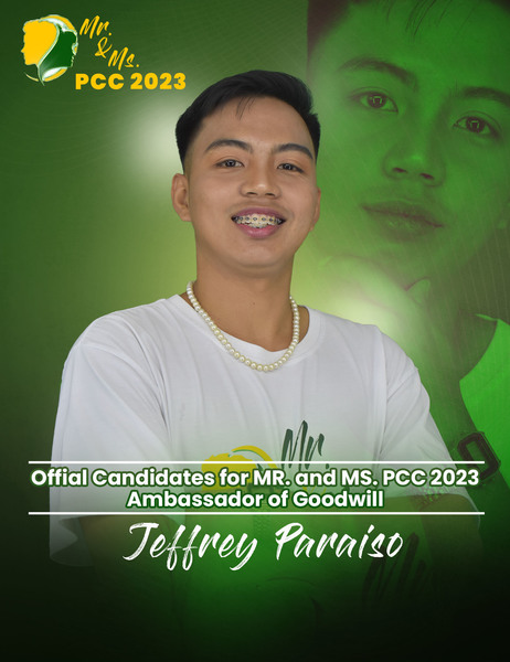 JEFFREY PARAISO - Mr & Ms PCC 2023 Ambassador of Goodwill - Pageant Vote PH